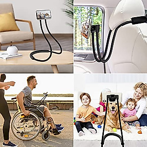 ZC GEL Phone Holder for Bed, Upgraded Neck Phone Holder Lazy Phones Stand 360°Rotation Gooseneck Phone Holder Hands Free for All Phones (Black)