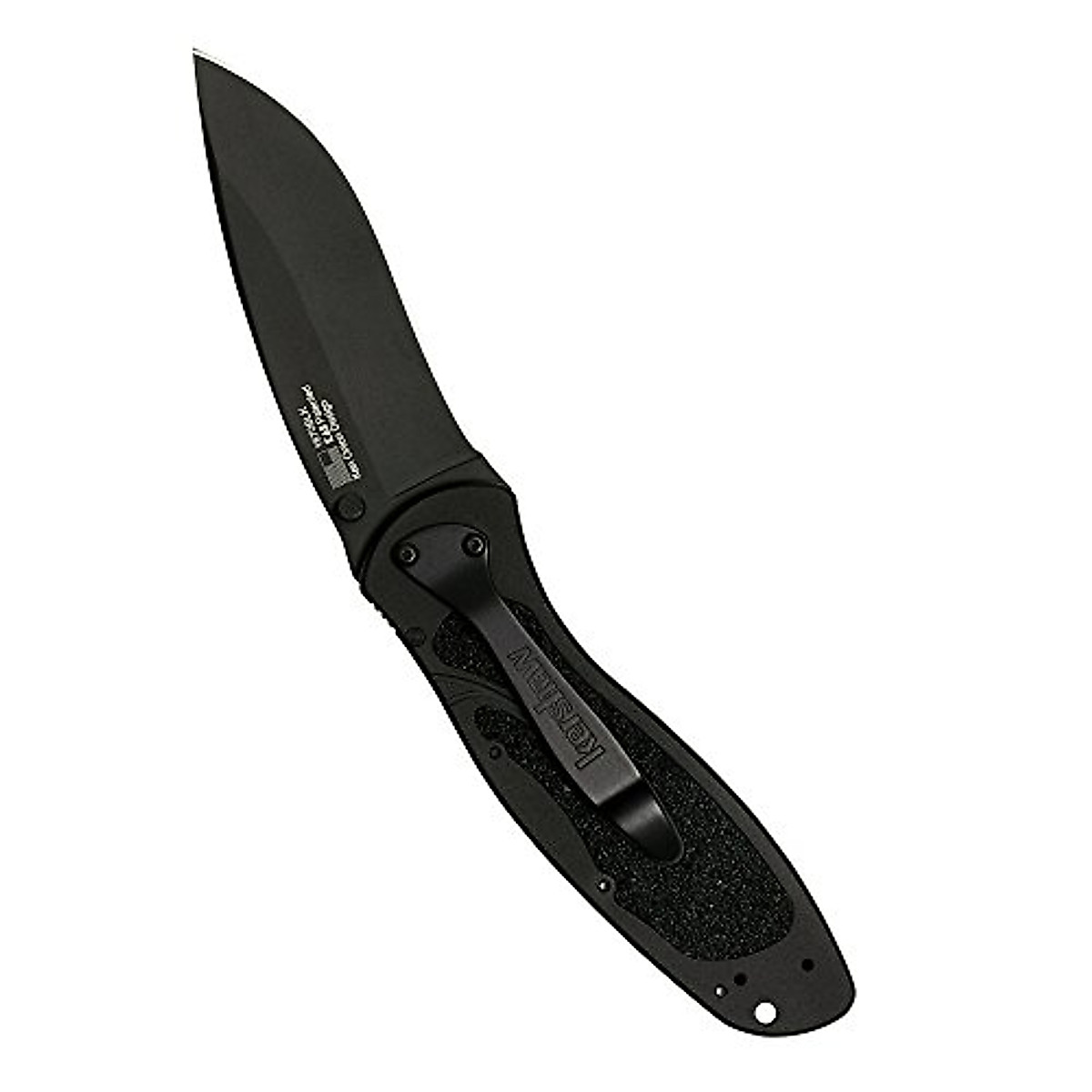 Kershaw Blur Black (1670BLK) Everyday Carry Pocketknife, 3.4 inch Stainless Steel Drop Point Blade, Cerakote Blade Finish, SpeedSafe Opening, Reversible Pocketclip; 3.9 OZ