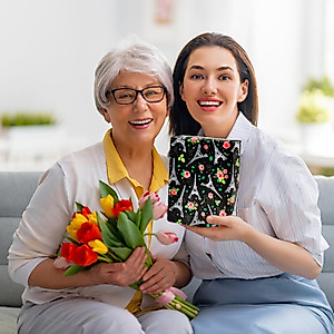 NEPOG Eiffel Tower Wrapping Paper, Black Paris Eiffel Tower Flower Gift Wrapping Paper for Women Men Boys, 6 Sheets Folded Flat 20x28 inches per Sheet for Wedding, Mother's Day, Birthday Party