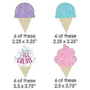 Big Dot of Happiness Scoop Up the Fun - Ice Cream - Paper Straw Decor - Sprinkles Party Striped Decorative Straws - Set of 24