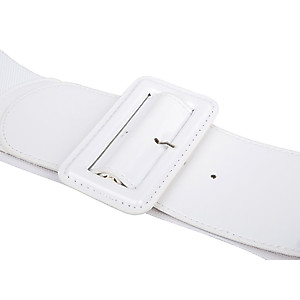 Hanna Nikole Women's Ladies Elastic Stretch Wide Vintage Waist Belt White Size M