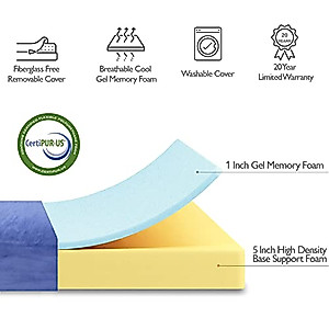 Irvine Home Collection Kids Youth Twin Size 6-inch Gel Memory Foam Mattress, Free Matching Pillow, Medium Firm, Cool Sleep, CertiPUR-US Certified, Great for Bunk Beds, Trundles, Campers, and Daybeds