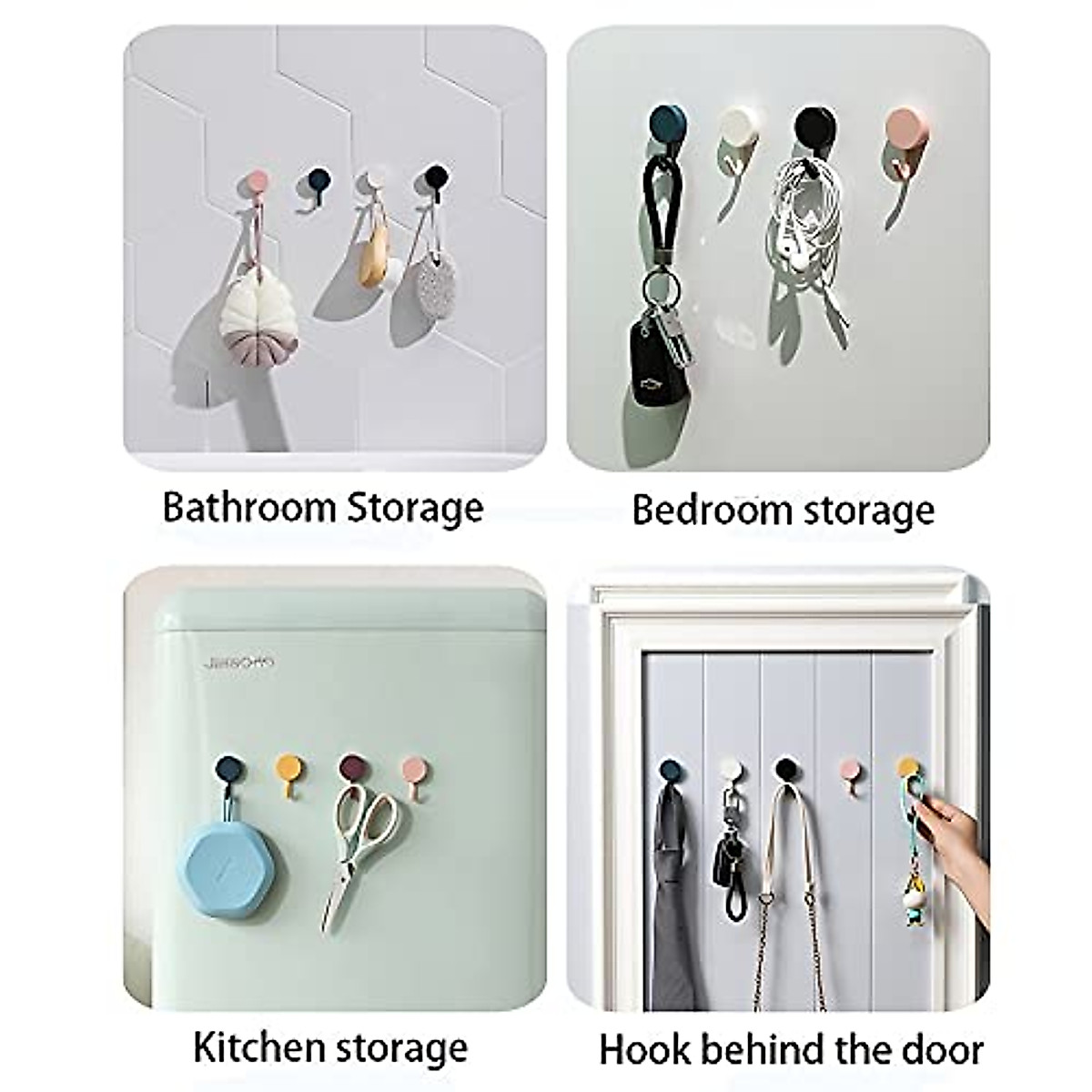 40 Pack ,Wall Hooks for Hanging, Self adhesive hooks Removable wall hangers Hooks for Office Bathroom Kitchen Waterproof and Oil Proof Without Nails