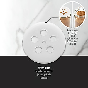 Kamenstein Brushed Stainless Steel 20-Jar Revolving Countertop Spice Rack, Pre Filled Spice in the USA, 5 Year Free Refills, Removable Sifter Cap with easy to Refill Glass Jars Labeled