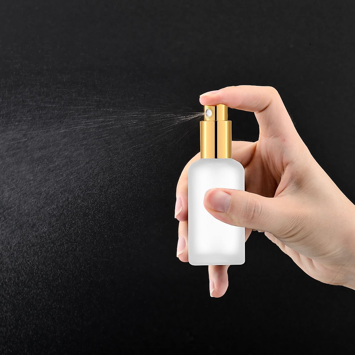 KOIBITO 1.7 Oz Glass Perfume Spray Bottle for Men & Women. Refillable Frosted Glass Atomizer with Aluminum Cap&Pump. Portable Fragrance Bottle for Perfume, Cologne, Moisturizing (2PCS, Gold)