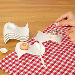 ChasBete Egg Cups for Soft Boiled Eggs, Ceramic Egg Cup, Soft Boiled Egg Holder 6 + 1 Egg Topper Cutter for Decor/Breakfast/Brunch