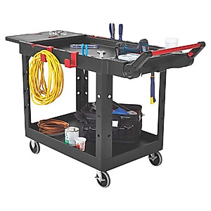 Rubbermaid Commercial Products Heavy Duty Adaptable Utility/Service Cart, Medium, 500 lb. Capacity, Black, for Warehouse/Garage/Cleaning/Maintenance