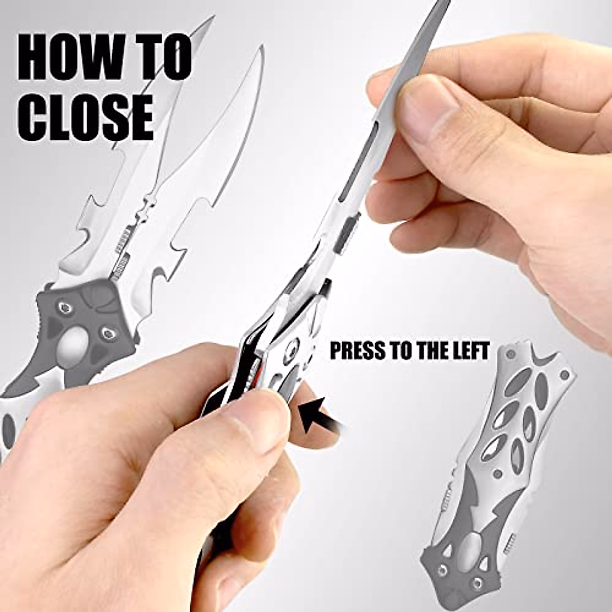 MADSABRE Bundle of 2 Items - Dual Blade Pocket Knife - Japanese Samurai Tanto Fixed Blade Katana - Perfect for Outdoor Hunting Survival Camping EDC Camping Hiking, Unique Gifts for Men