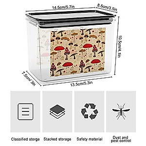 The Various Mushroom Art Storage Box Plastic Food Organizer Container Canisters with Lid for Kitchen
