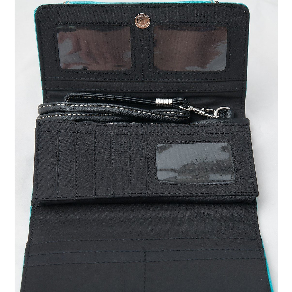 HW Collection Large Elephant Purse Women Embroidered Western Handbag and Wallet Set (Black)