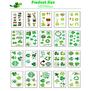 St Patricks Day Tattoos, 20 Unique Sheets St. patrick's Day Temporary Tattoos Shamrock, 4 Leaf Clover Temporary Tattoos Irish St Patricks Day Decorations (180+Pcs)