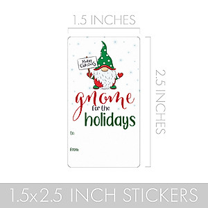 Christmas Gnome Gift Tags, Peel and Stick Christmas Gift Tags, Gnome Christmas Wrapping Paper Supplies - 75 Gift Wrap Tags