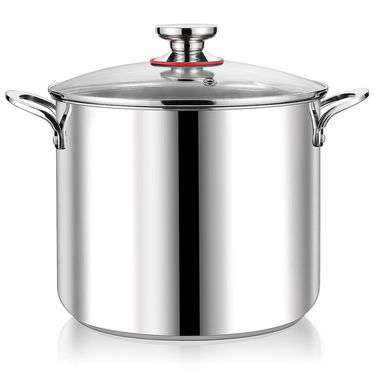 P&P CHEF 12 Quart Stainless Steel Stockpot with Glass Lid, Extra Large Stock Cooking Pot Cookware for Induction Gas Electric Stoves, Visible Lid & Measuring Markings, Heavy Duty & Dishwasher Safe