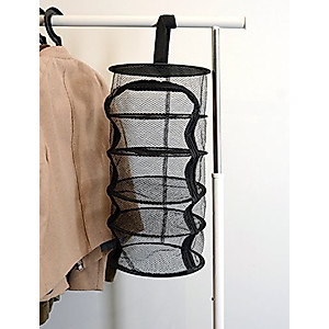9 Inch 5 Level Micro Hanging Dry Net Indoor/Closet Drying Rack for Herbs, Plants, Organizer, Freshner - Black Mash Screen with Top-to-Bottom Zipper - Apartment Size with Zipped Storage Pouch