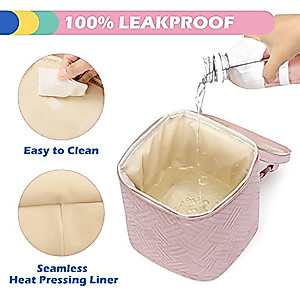 Fasrom Breastmilk Cooler Bag with Ice Pack Fits 4 Large Baby Bottles up to 9 Ounce, Insulated Baby Bottle Bag for Nursing Moms Daycare or Travel, Easily Attaches to Stroller, Pink (Patent Design)