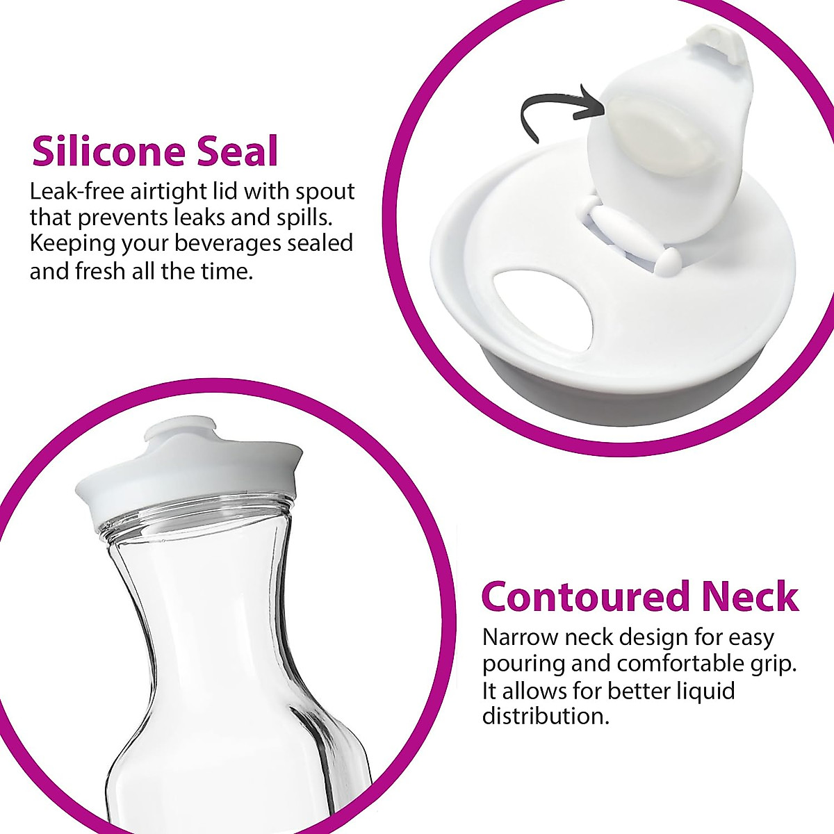 DilaBee Plastic Water Pitcher With Lid - 6 Pack - 32 Oz Carafe Pitchers for Drinks, Milk, Smoothie, Iced Tea Pitcher, Mimosa Bar Supplies - Juice Containers with Lids for Fridge - Food Grade BPA-Free