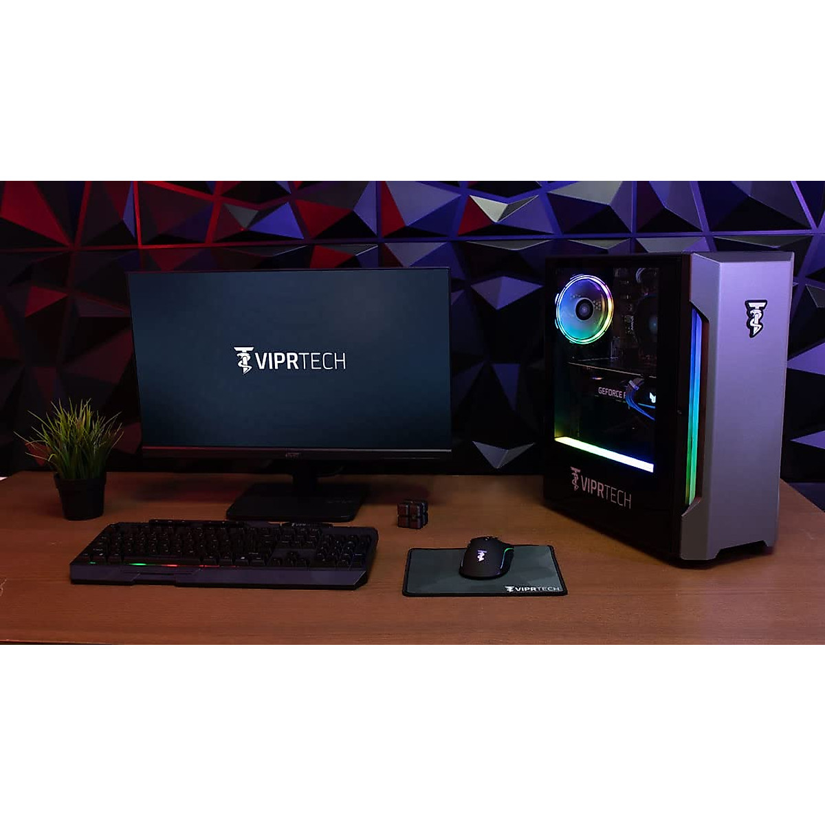 ViprTech Rebel Gaming PC Desktop Computer - AMD Ryzen 5 (12-LCore 3.9Ghz), RTX 3060 12GB, 32GB DDR4 3200 RAM, 1TB NVMe SSD, 600W Gold PSU, VR-Ready, Streaming, RGB, Win 11 Pro, Warranty, Black