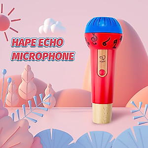 Hape Mighty Echo Microphone | Battery-Free Voice Amplifying Microphone Toy for Kids 1 Year & Up, Red, Model Number: E0337