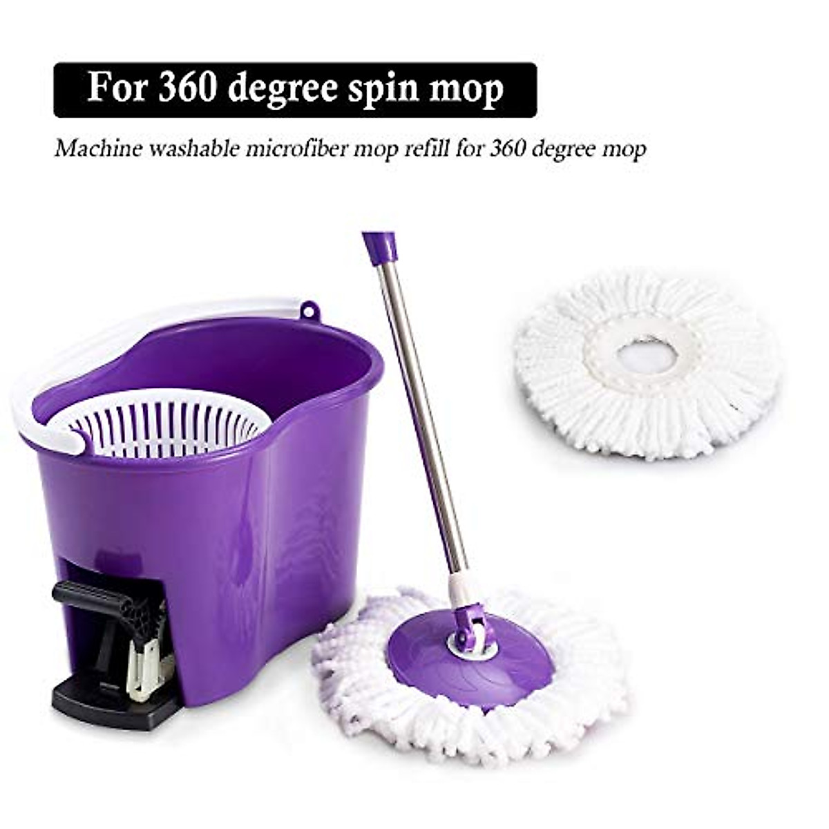 Goplus 2 Pieces Mop Replacement Head Spin Microfiber Magic Mop Refill 360° Spinning