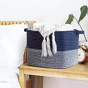 Goodpick Cube Storage Bins - Shelf Baskets for Storage Towel Book Cloth Storage Bins for Office Woven Basket for Shelves Baby Laundry Basket Toys storage Basket Closet Storage Basket 13''x9.8''x 9''