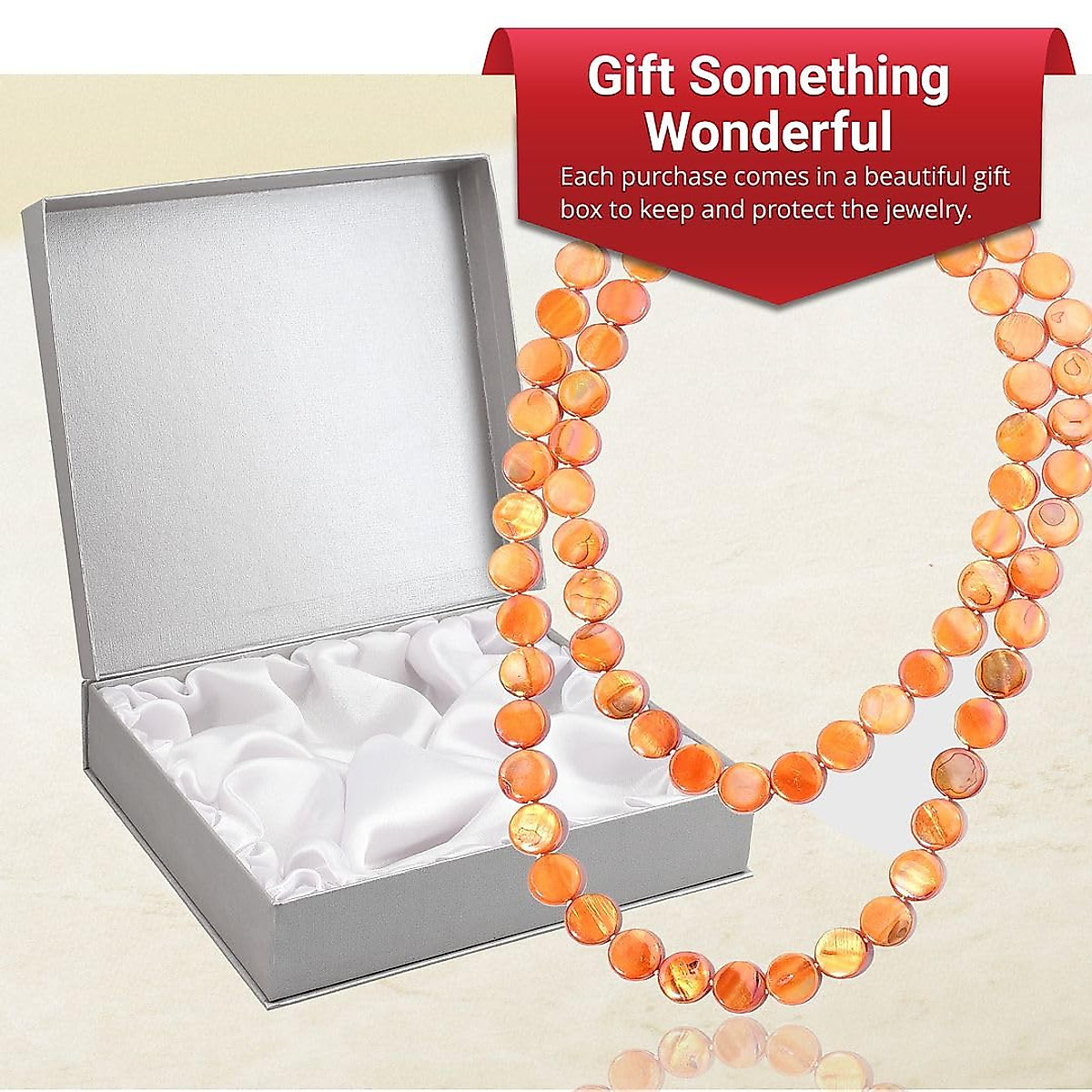 SHOP LC Orange Beaded Necklaces for Women Chunky Costume Jewelry for Women Boho Western Shell Beach Summer Jewelry Birthday Gifts for Women - 46 Inches
