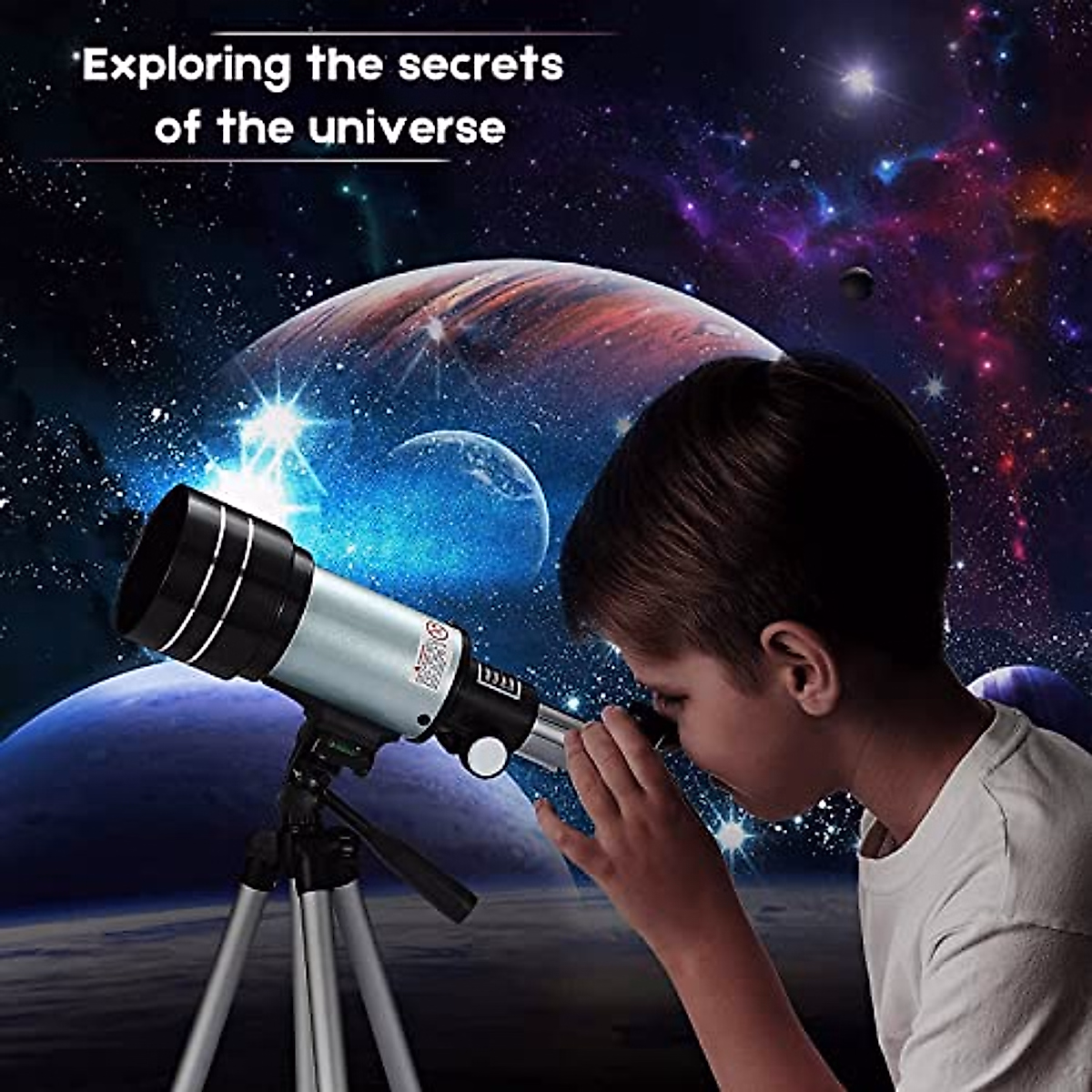 Telescope for Beginners and Kids with Tripod Moon Filter,Adult Professional 70mm Aperture 300mm Refracting Telescopes,Astronomy Gifts for Kids - Travel Telescope