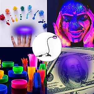 UV LED Black Light Clamp Light with USB, Upgraded 5W 395nm Portable Gooseneck Lamp with Clip for UV Gel Nail, Pet Urine Detection,UV Glue Curing, Blacklight Posters, Fluorescent Paint, Resin Art