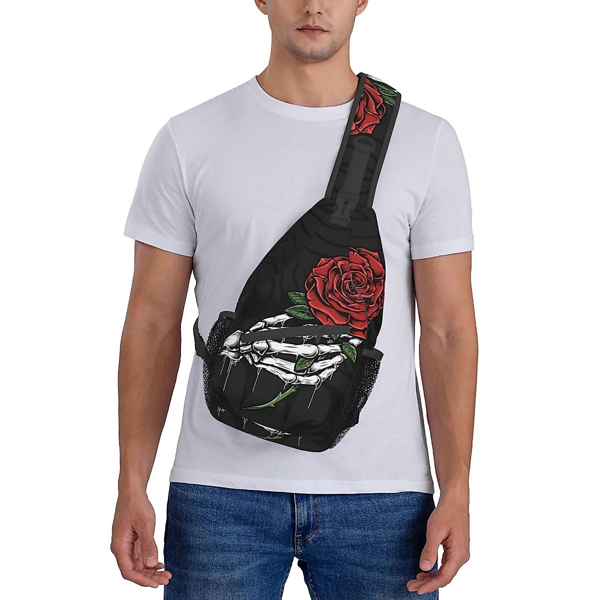 Sugar Skull Chest Bags Crossbody Sling Backpack Travel Hiking Daypack Crossbody Shoulder Bag For Women Men Teens