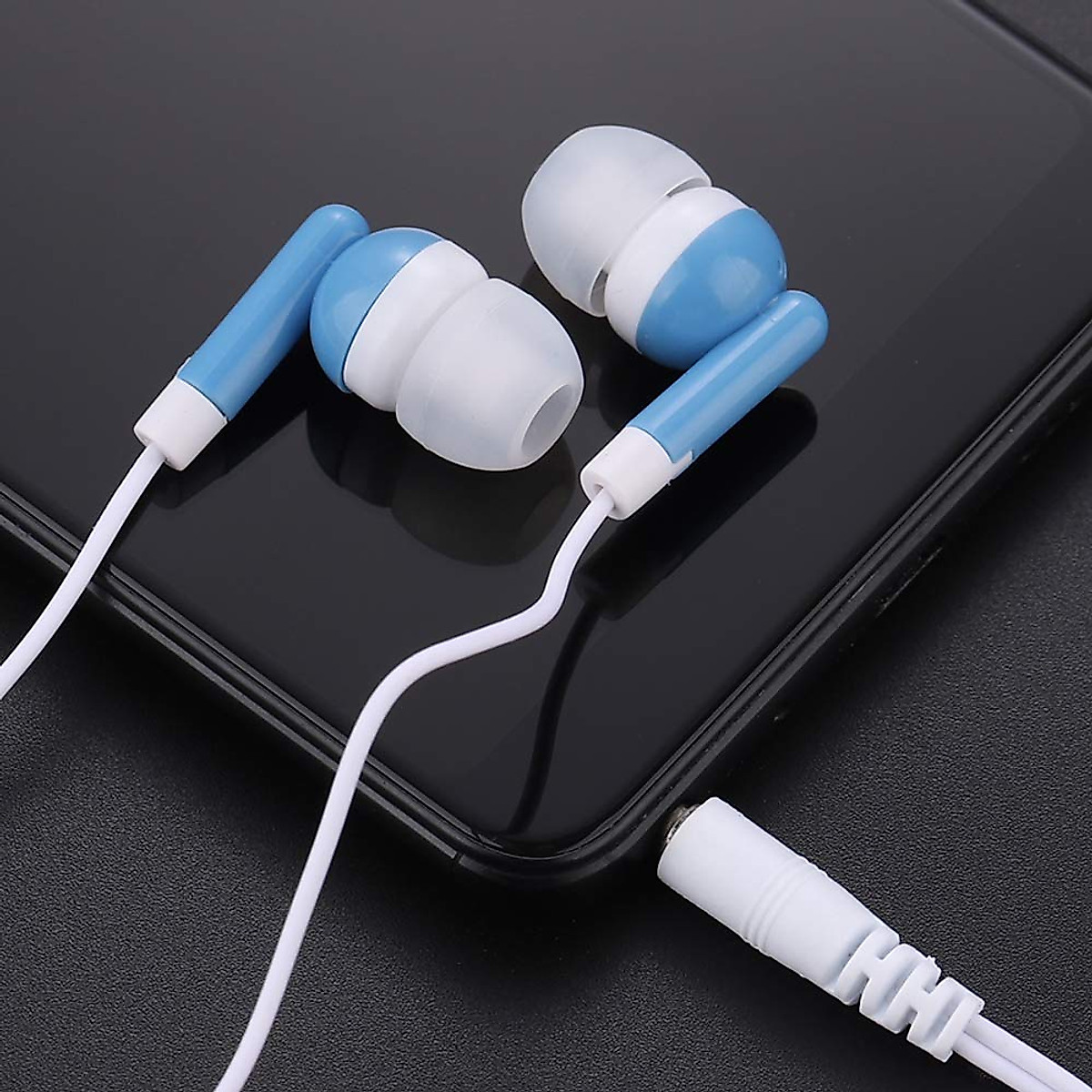 CN-Outlet Wholesale Earbuds Bulk Headphones Individually Bagged 50 Pack for iPhone, Android, MP3 Player for Schools, Libraries, Hospitals (Blue)