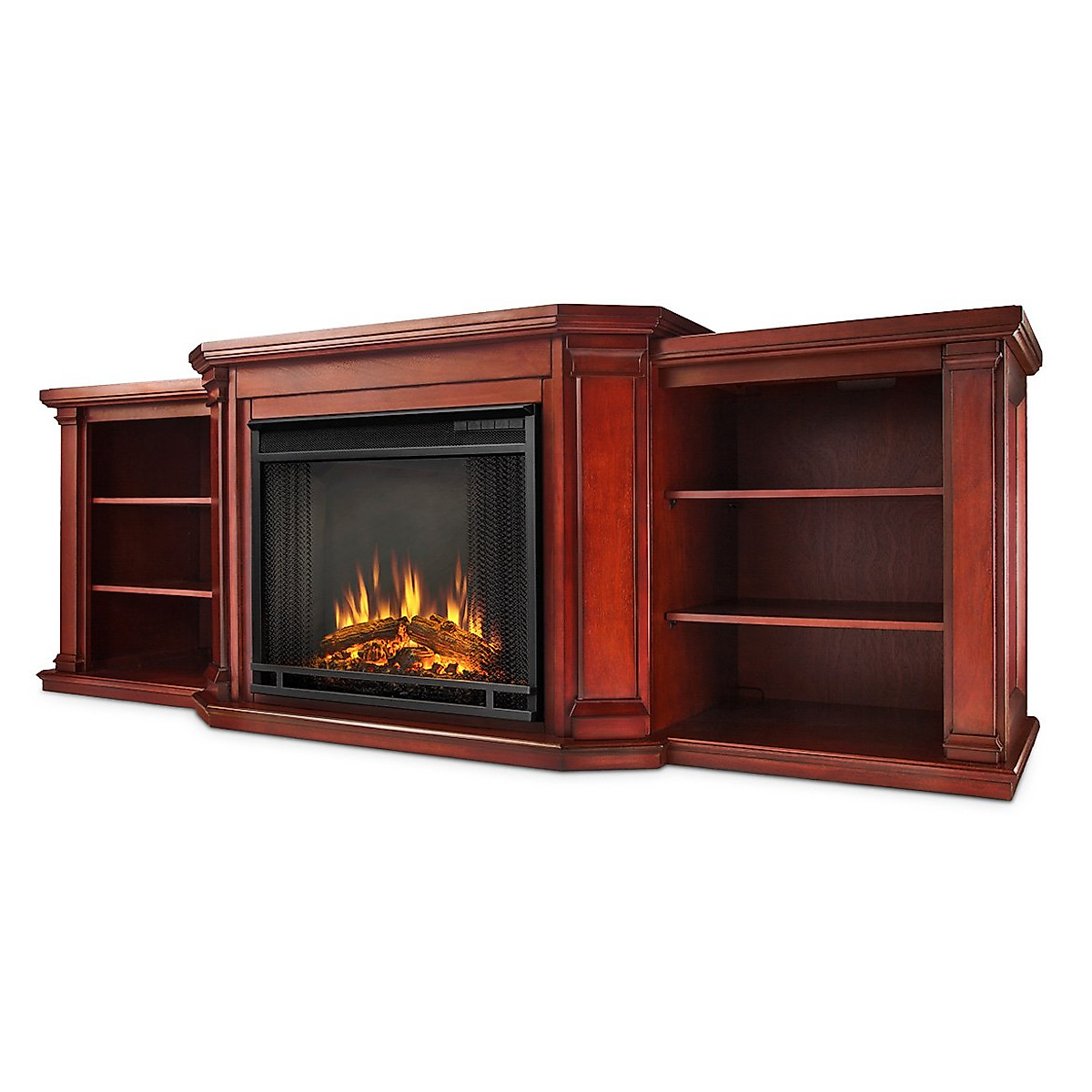 Valmont Media Electric Fireplace in Dark Mahogany by Real Flame
