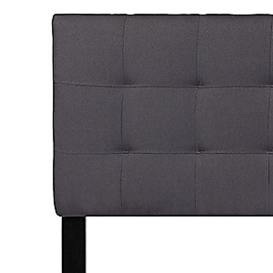 BizChair Quilted Tufted Queen Size Headboard in Dark Gray Fabric