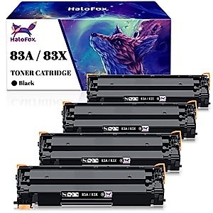 HaloFox Compatible Toner Cartridge Replacement for HP 83A CF283A 283A 83X 283X CF283X Laserjet Pro MFP M125nw M201dw M225dw M201n M125a M127fw M127fn M225dn 225dw 127fn Printer(Black, 4-Pack)