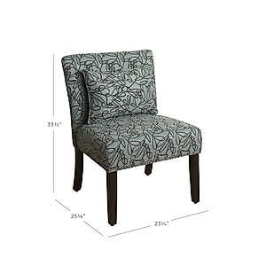 HomePop Parker Accent Chair with Pillow, Teal Swirl Small