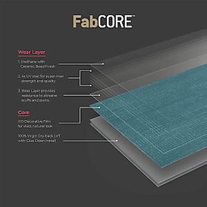 Lucida Surfaces Luxury Vinyl Floor Tiles | Glue Down Adhesive Flooring | Textured Look Plank | FabCore Solid Pattern | Single Sample Tile