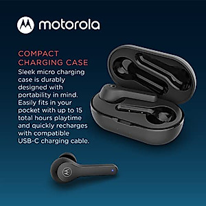 Motorola Moto Buds 085 - True Wireless Bluetooth Earbuds with Microphone and USB-C Charging Case - IPX5 Water Resistant, Smart Touch-Control, Lightweight Comfort-Fit, Clear Sound & Deep Bass - Black
