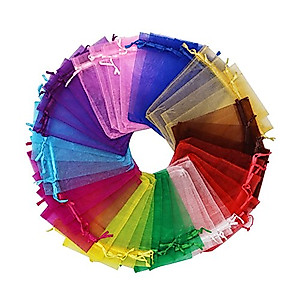 SumDirect 110Pcs 4x6 inches Mixed Color Sheer Drawstring Organza Jewelry Pouches Wedding Party Christmas Favor Gift Bags