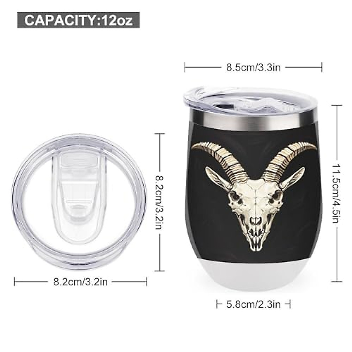 WYUSPGK 304 Stainless Steel Insulated Cup, A Gothic Goat Skull Print Smooth Rim, Durable & Reusable - Perfect for Office, Home, And Travel