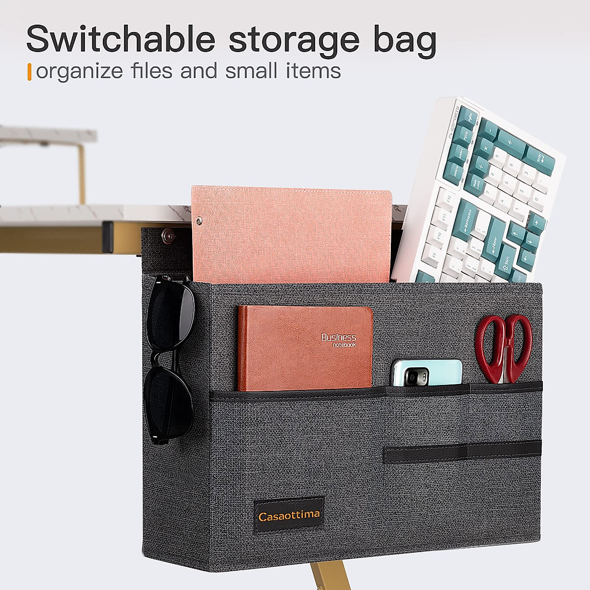 Casaottima L Shaped Gaming Desk, Home Office Desk with Round Corner, Computer Desk with Large Monitor Stand Desk Workstation