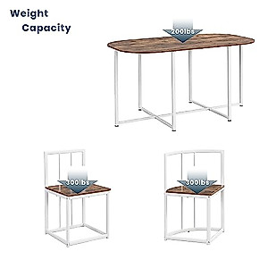 VilroCaz 7-Piece Dining Table Set with Metal Frame and Faux Marble Desktop, Compact Kitchen Table Set Furniture with Triangular Chair and Adjustable Feet for 6, Space Saving Design (White+Iron)