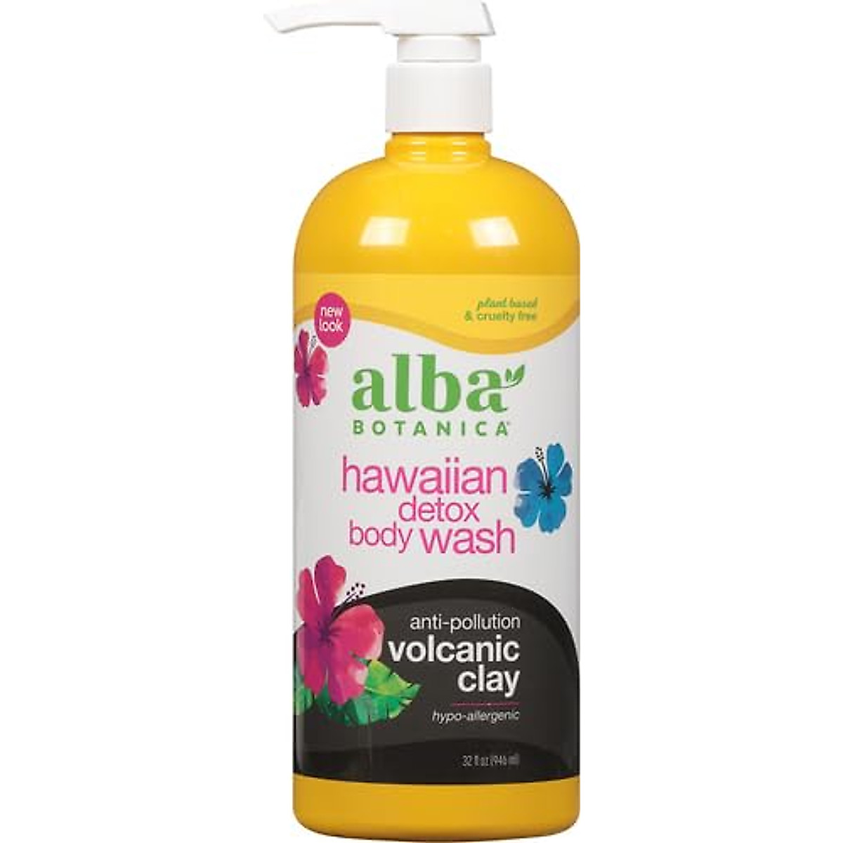 Alba Botanica Hawaiian Detox Body Wash, Anti-Pollution Volcanic Clay, 32 Oz