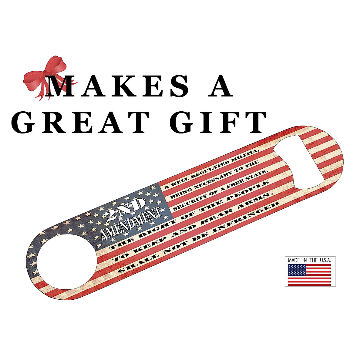 USA Flag Second 2nd Amendment Speed Bottle Opener Heavy Duty Gift Patriotic American US