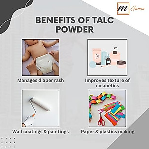 mGanna 100% Natural Talc Powder for Facial Make-up and Cosmetic formulations 0.5 LBS / 227 GMS