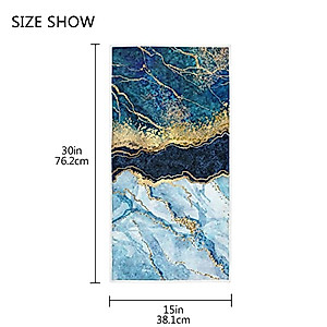 CHSIN Blue Marble Gold Foil and Glitter Wavy Hand Towels Soft Absorbent Quick Dry Towel Hign Quality Hanging Towels for Bathroom, Gym, Swimming Pool, Running 30x15inch 21210206