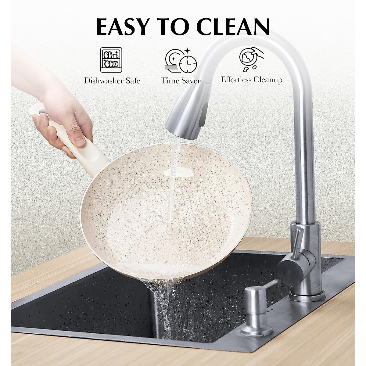 KOCH SYSTEME CS Nonstick Frying Pan 8 Inch White, Omelette Pan with Stay-cool Bakelite Handle, Toxin-Free Marble Coating Aluminum Pan for Healthy Cooking, All Stoves Compatible, Easy to Clean