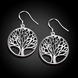 Tree of Life Earrings,Fashion Jewelry Sterling Silver Plated Tree Pendants Drop Dangle Earrings Dangles