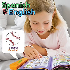 ZeenKind Learn Spanish for Kids 3-6 | Spanish English Talking Sound Books for Kid Toddler Baby | Interactive Educational Electronic Book Bilingual Toys | Libros para Bebes en Espanol Juegos para Niños