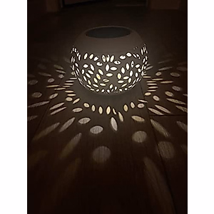 Solar Table Lantern Outdoor Indoor Waterproof - Dancing Flickering Flame Powered LED White Metal Desktop Decorative lamp auto on/Off Lightening Dusk to Dawn for Desk Patio Garden Pathway Garden Yard