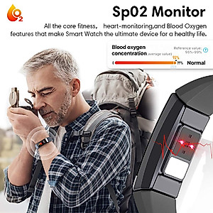 GOGUM Fitness Tracker,Heart Rate Monitor IP67 Waterproof Activity Tracker HRV Health Watch SPO2 Blood Oxygen Blood Pressure with Sleep Monitor and 11 Sport Modes for Women and Men (Black)