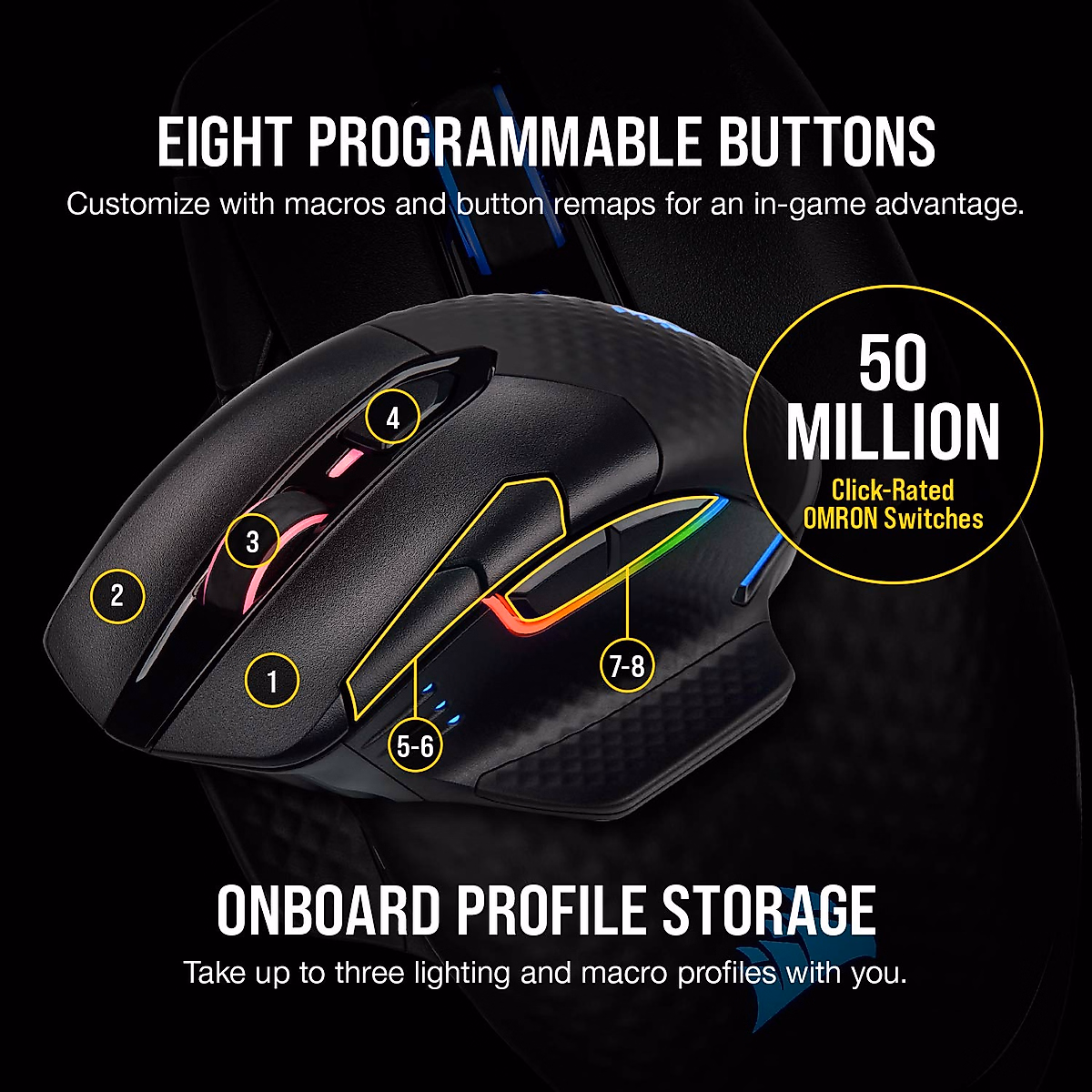 Corsair Dark Core RGB Pro SE, Wireless FPS/MOBA Gaming Mouse with Slipstream Technology, Black, Backlit RGB LED, 18000 DPI, Optical, Qi Wireless Charging Certified (Renewed)