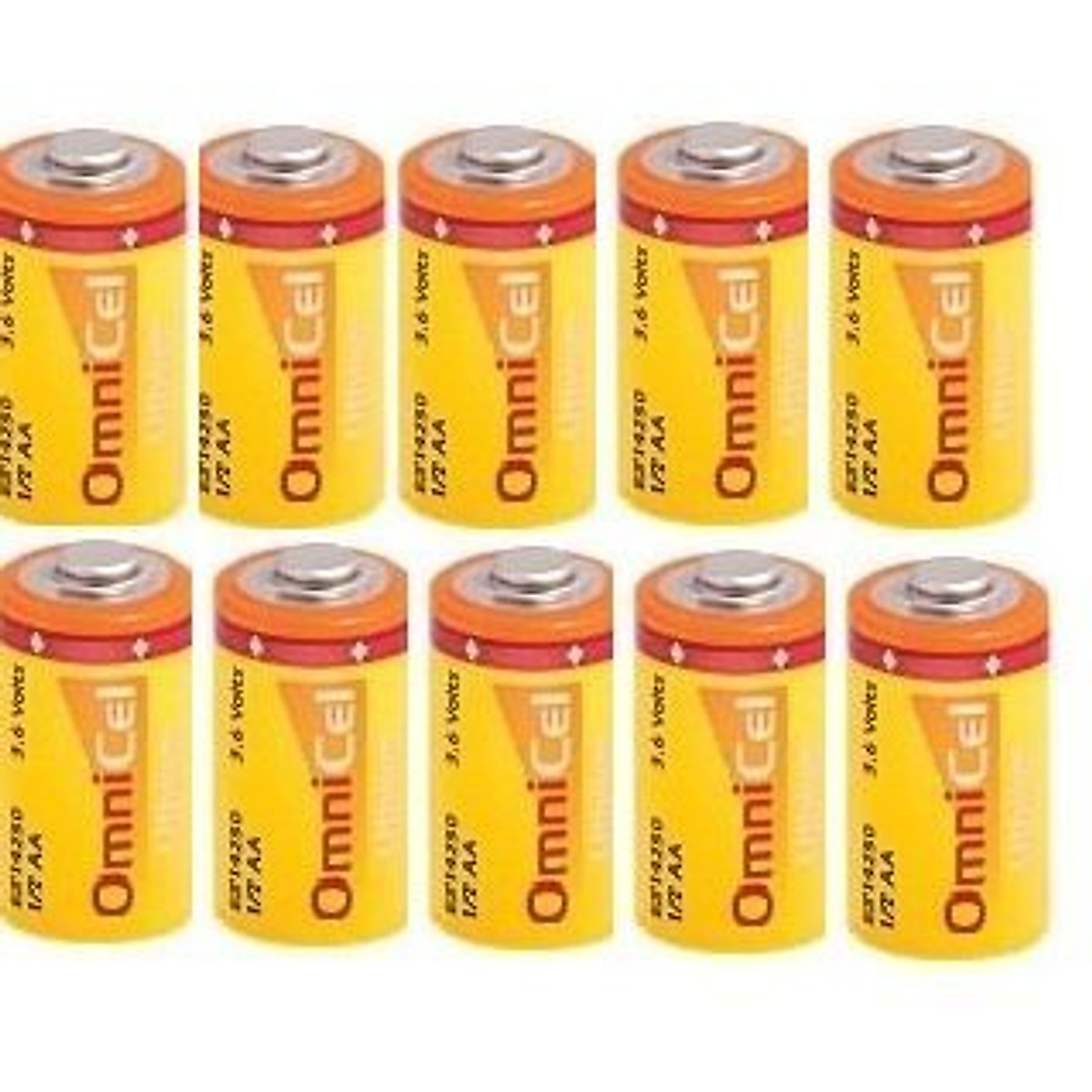 (10) 3.6 Volt 1/2 AA Omni Lithium Wireless Adt Alarm Batteries